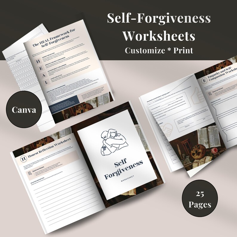 Self-forgiveness Worksheets: Mental Health Journal (canva Editable) - Etsy