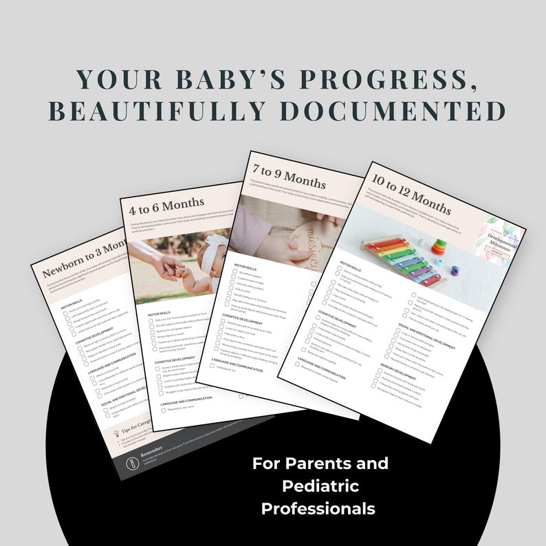 Developmental Milestone Checklist Canva Template Baby's Milestone Log ...