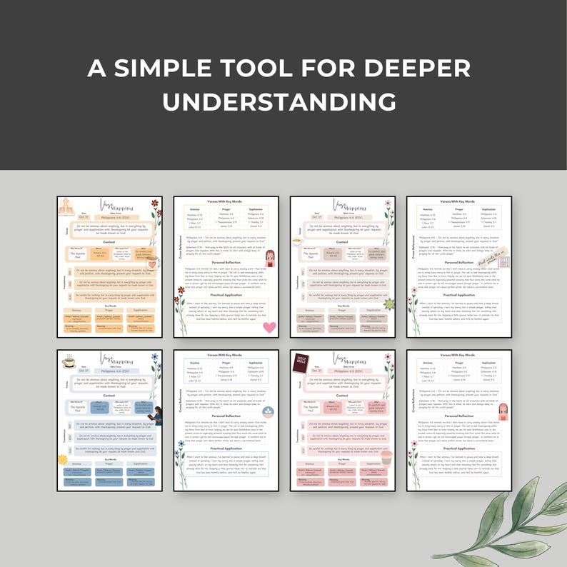 Bible Verse Mapping Template: Printable Scripture Study (canva Editable ...