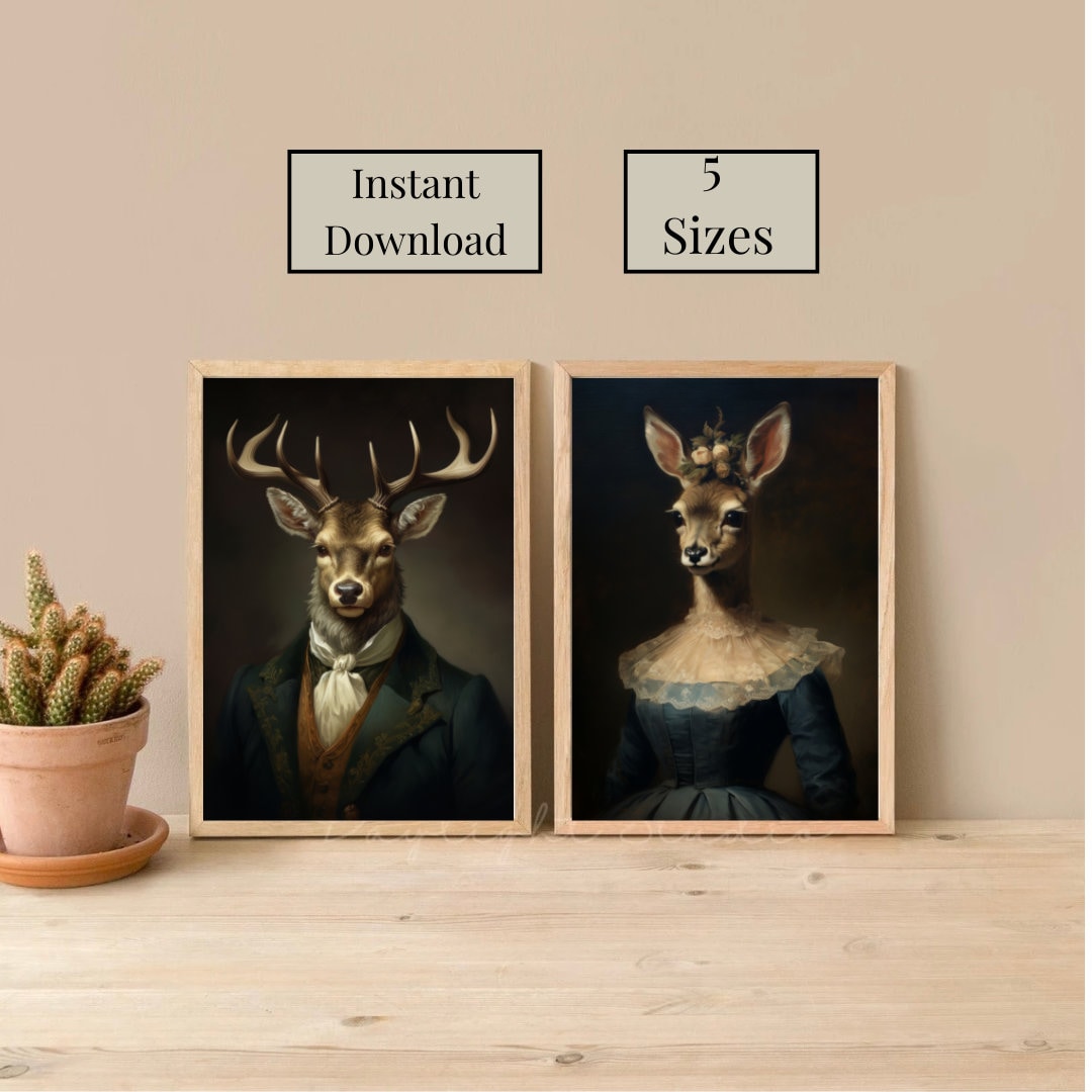 Victorian Animal Portrait Poster Dressed Animal Renaissance Animal ...