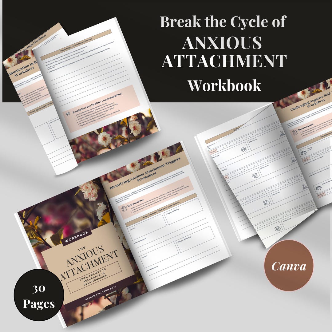 Anxious Attachment Workbook Printable Emotional Healing Worksheets ...