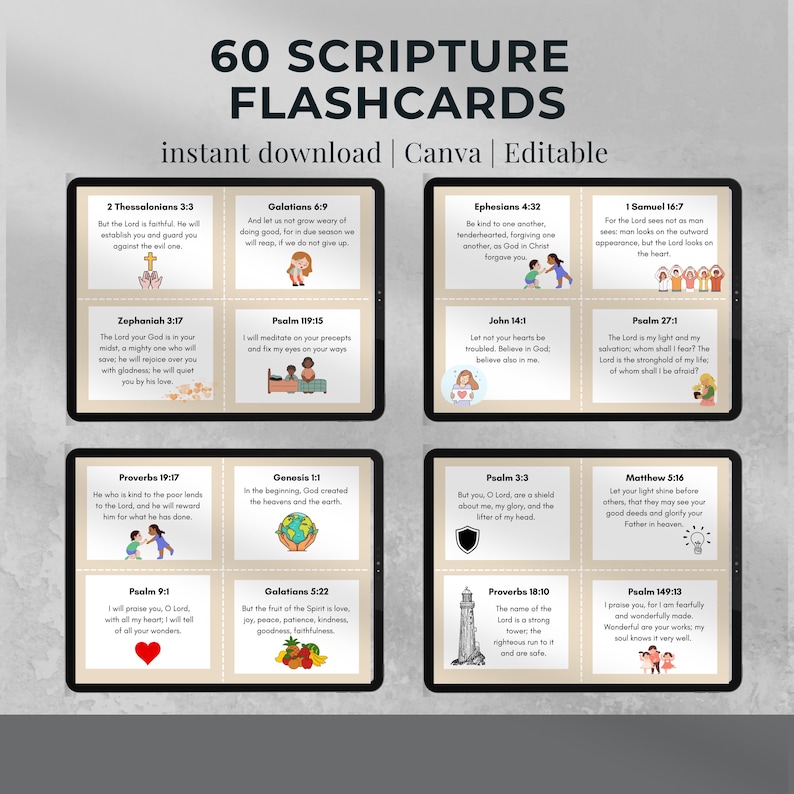 Kids Bible Verse Flash Cards: Homeschool Scripture Notes (digital ...