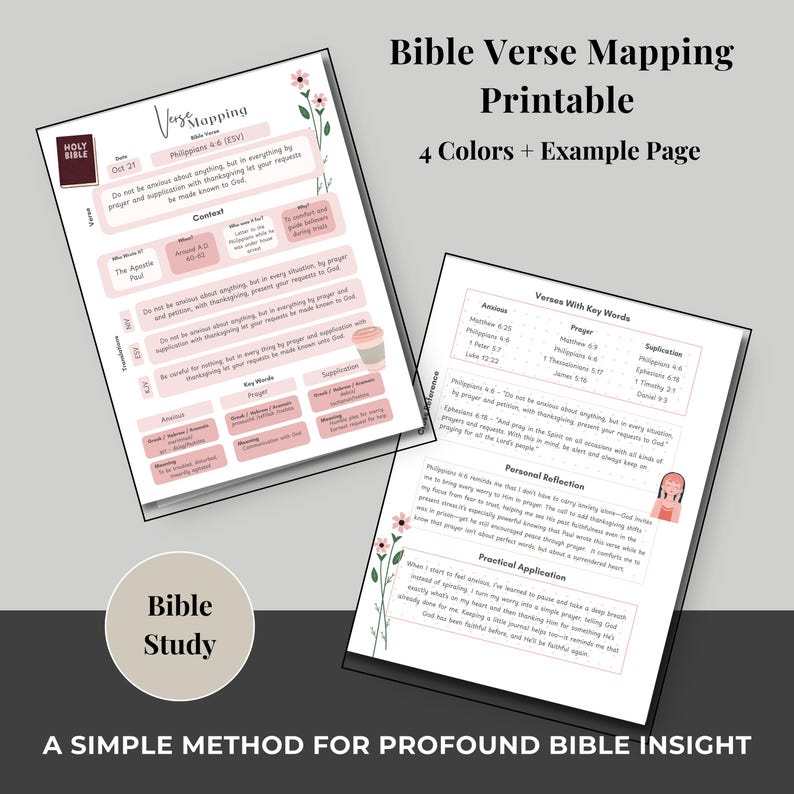 Bible Verse Mapping Template: Scripture Study Journal (printable PDF ...