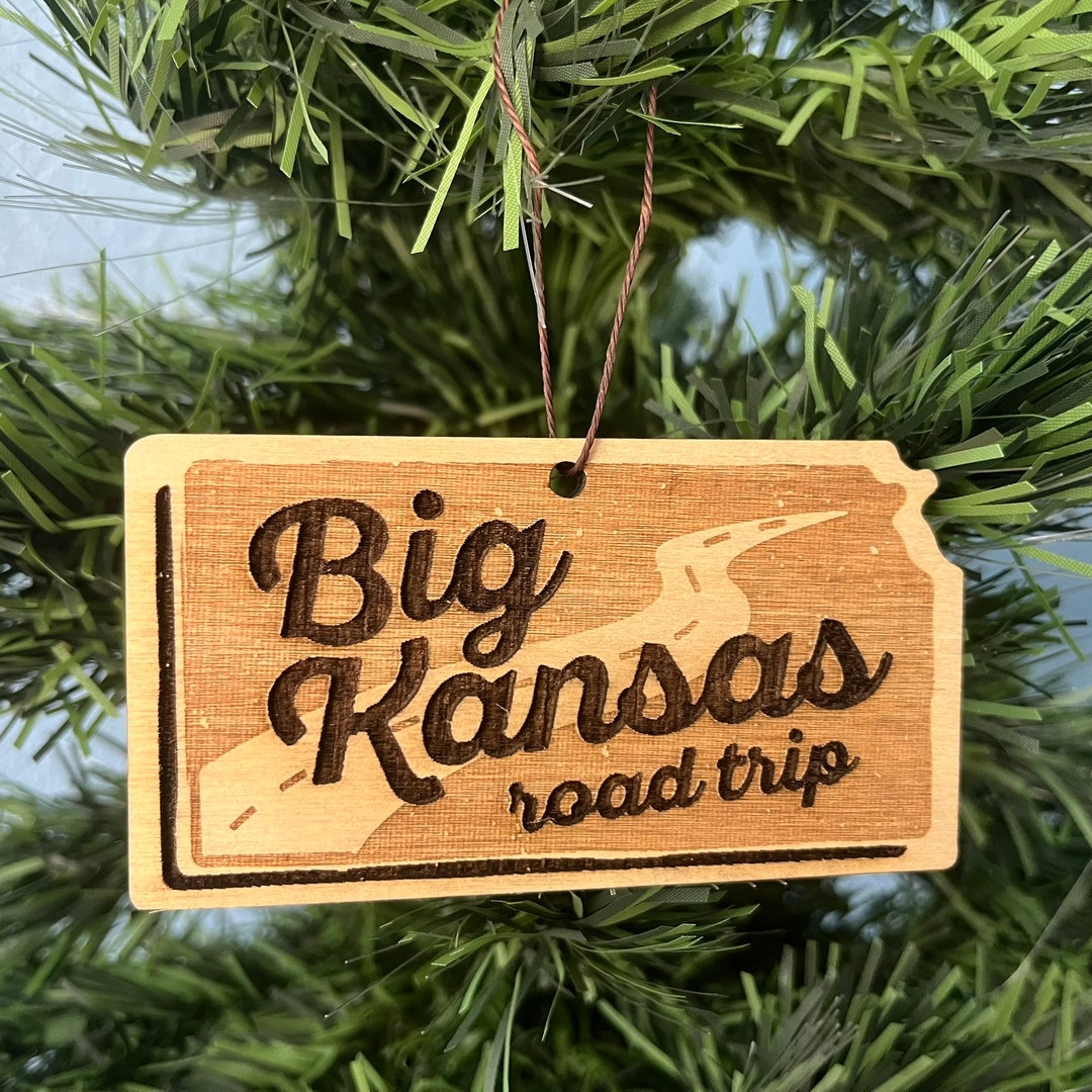 Big Kansas Road Trip Wood Ornament, Laser Engraved Wooden BKRT Ornament ...