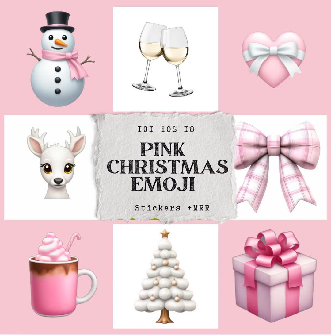 Ios18 Custom Emojis Stickers Pack, 60 Pink Girly Christmas Aesthetic ...