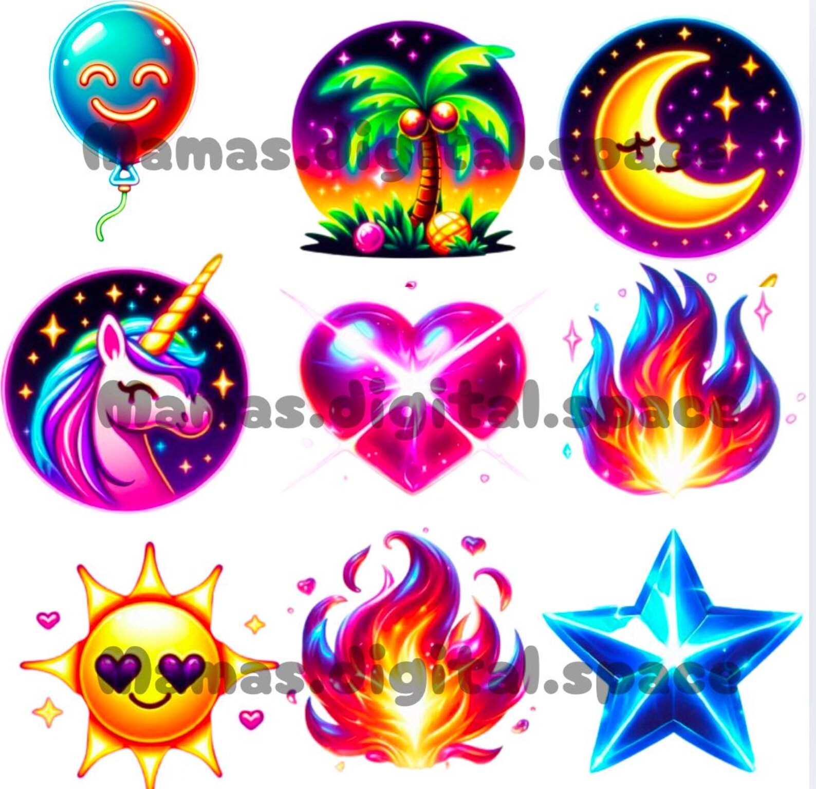Ios 18 Custom Emojis Stickers Pack, 50 Neon Girly Aesthetic iPhone ...