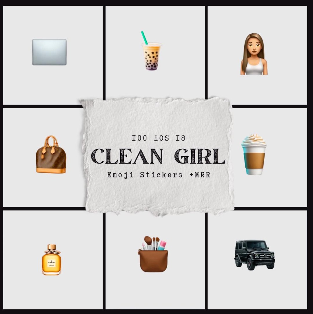 Ios18 Custom Emojis Stickers Pack, 100 Clean Girly Aesthetic iPhone ...