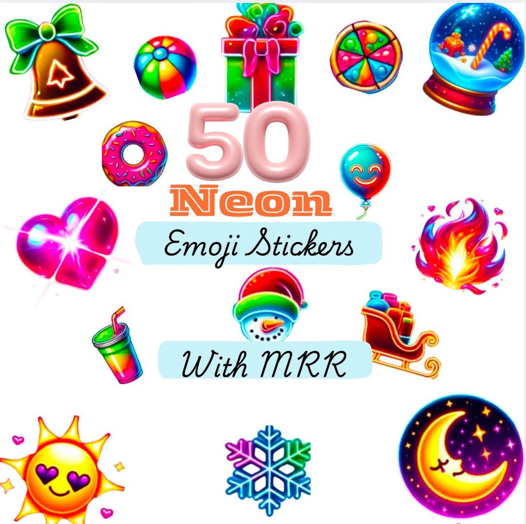Ios 18 Custom Emojis Stickers Pack, 50 Neon Girly Aesthetic iPhone ...