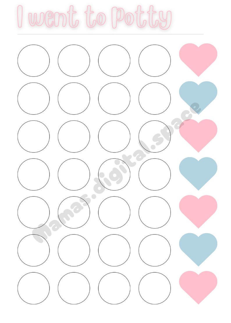 Potty Training Sheets Printable Potty Training Charts for Toddlers ...