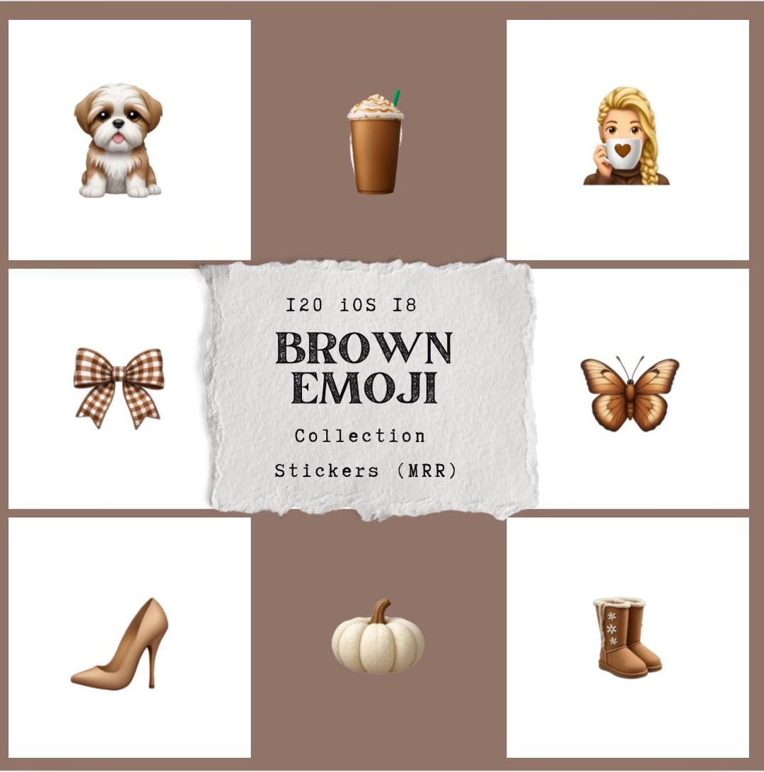 Ios18 Custom Emojis Stickers Pack, 120 Brown Beige Girly Aesthetic ...