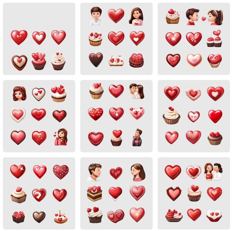 Ios18 Custom Emojis Stickers Pack, 75 Valentine’s Day Aesthetic iPhone ...