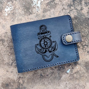 Anchor Wallet - Nautical Wallet - Custom Wallet - Genuine Leather ...