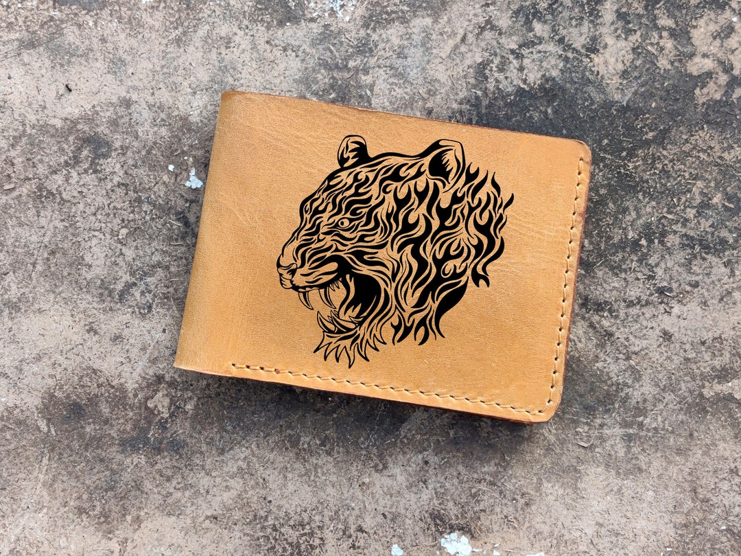 Tiger Face Wallet, Leather Bifold Wallet, Wildlife Lover Gift, Tiger ...