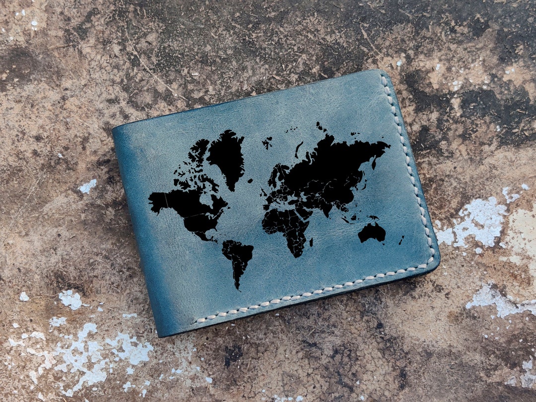 World Map Compass Globe Adventure Continents Travel Leather Custom ...
