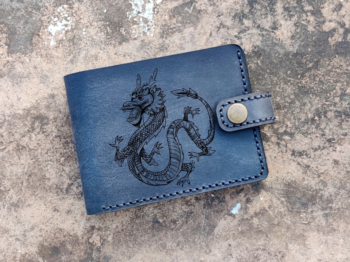China Dragon Bifold Wallet, Japan Dragon Groomsmen Gift, Yin Yang ...