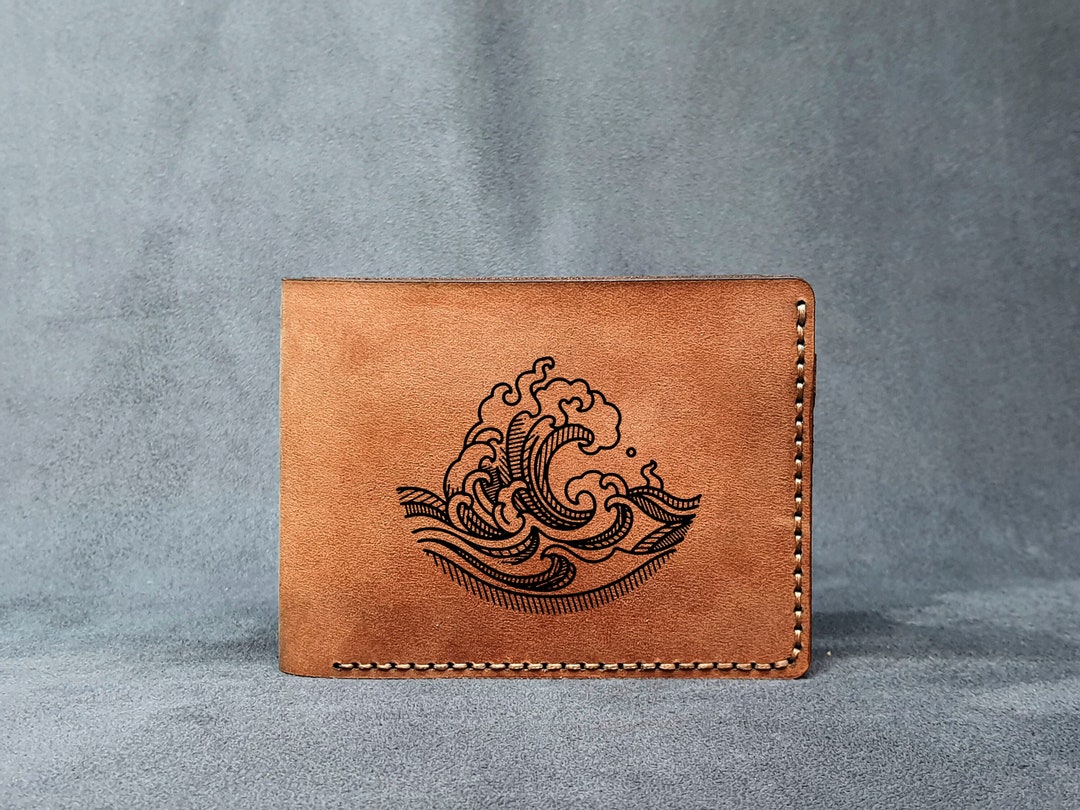The Great Wave Wallet, Gift for Men, Unique Wallet, Leather Wallet ...