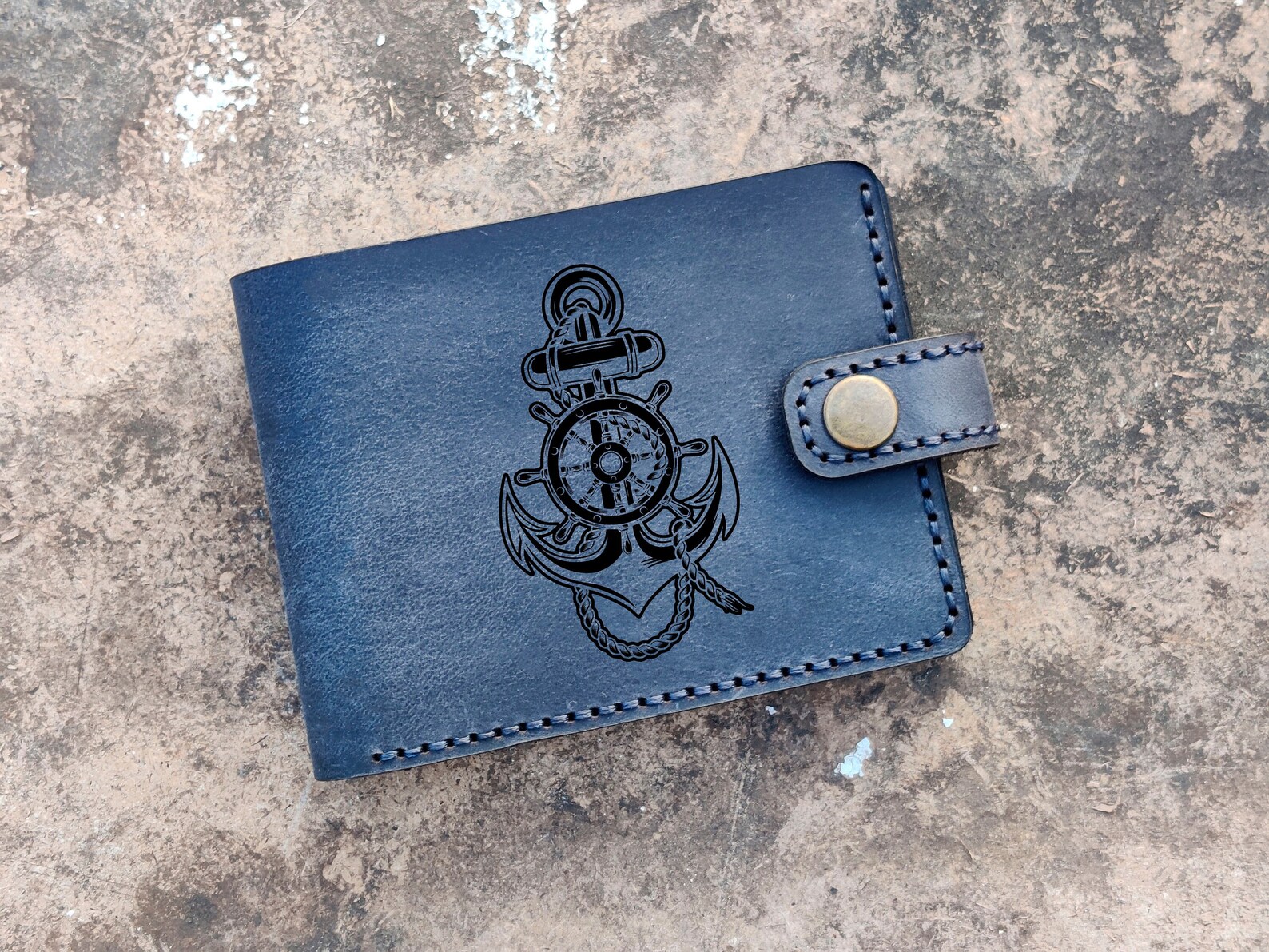 Anchor Wallet - Nautical Wallet - Custom Wallet - Genuine Leather ...