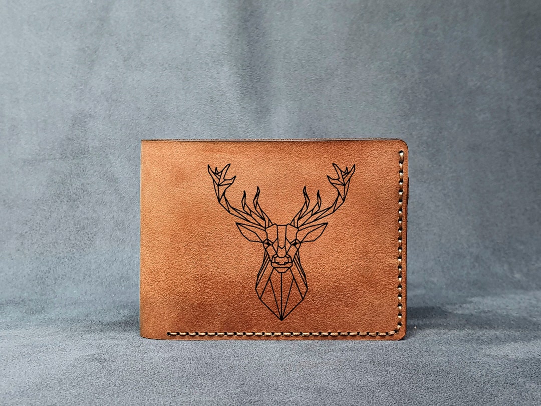 Geometric Deer, Deer Gift, Deer Personalized, Mens Leather Wallet, Mens ...