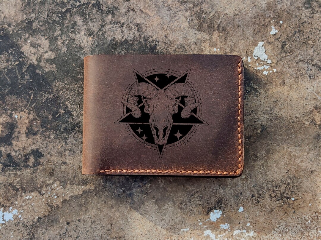 Sigil of Baphomet Wallet, Goth Personalized, Devil Skull Gift, Satan ...