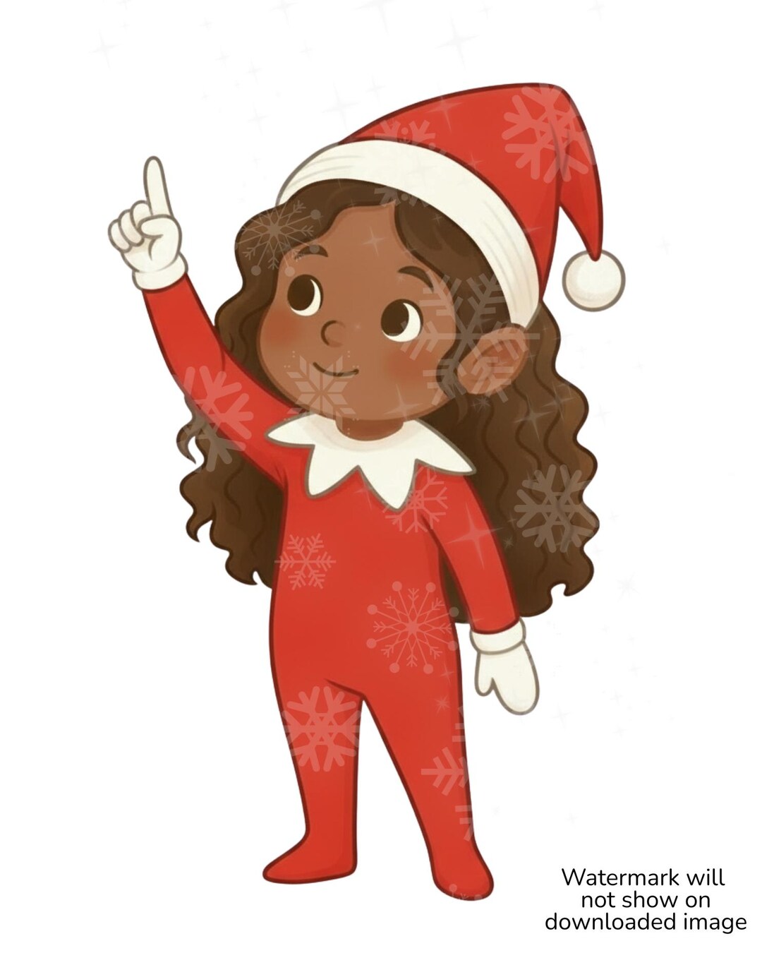 Curly Hair Girl Elf Clipart | Christmas Illustration (digital Download ...
