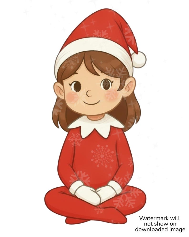 Girl Christmas Elf Clipart PNG | Holiday Illustration (digital Download ...