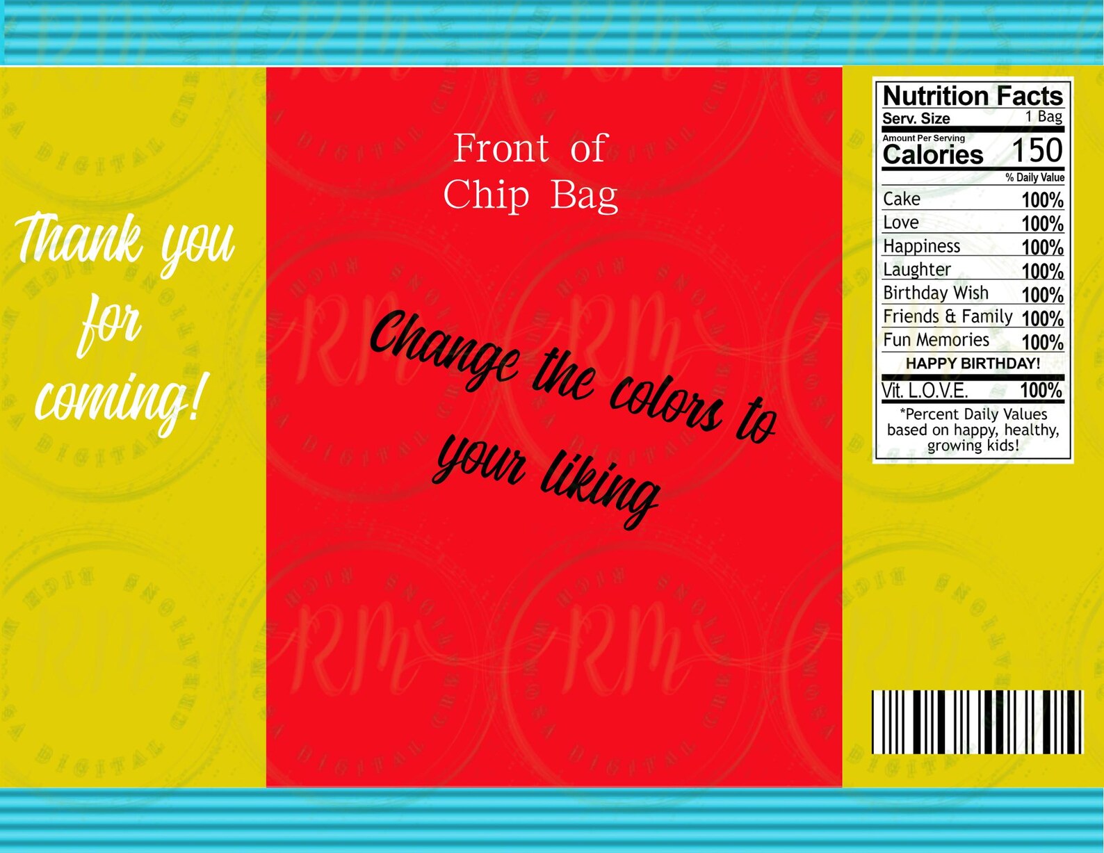 Chip Bag Crimp Template: Editable Party Favor Design (canva Digital ...