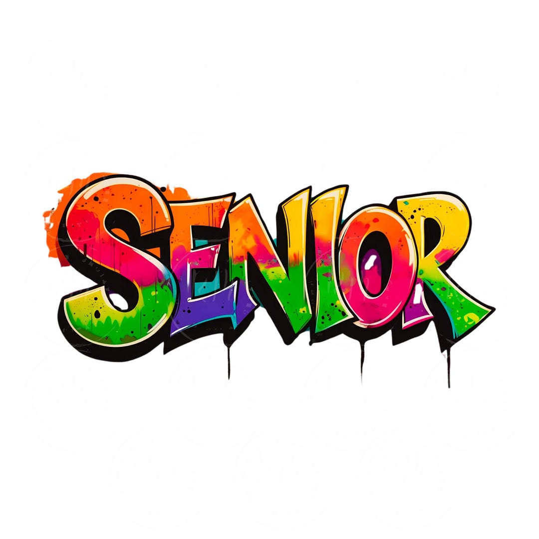 Senior Graffiti Clipart PNG: Rainbow Urban Design for Shirts & Crafts ...