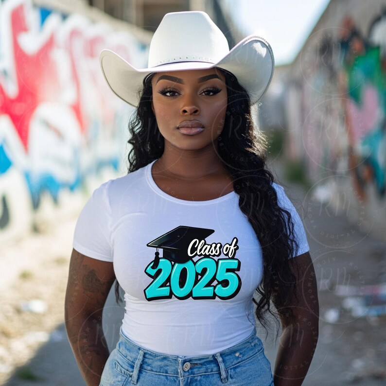 2025 Grad Clipart-teal, Black & White Graduation Graphic- Class of 2025 ...