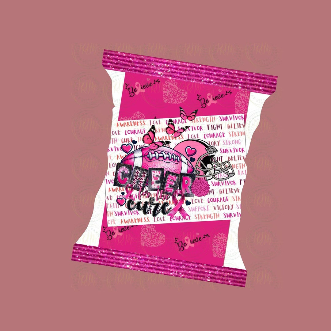 Breast Cancer Chip Bag Wrappers With Bag Crimp Attached, Editable ...