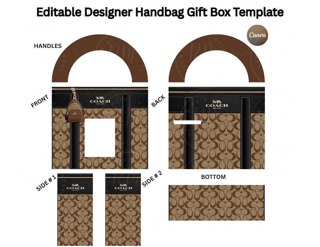 Brown Handbag Gift Box Template: Canva DIY Purse Design (digital ...