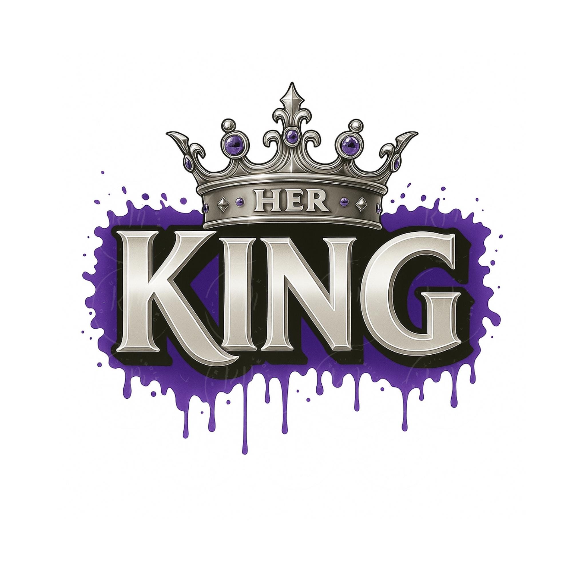 Silver & Purple “her King” Drip Crown PNG • Sublimation Graphic • Royal ...