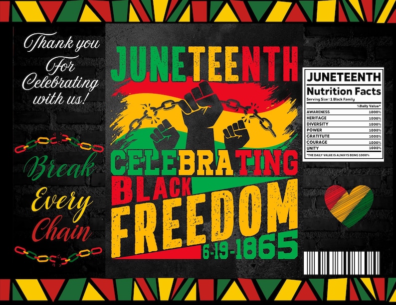 Juneteenth Chip Bag Template: Editable Party Favor (canva Digital ...