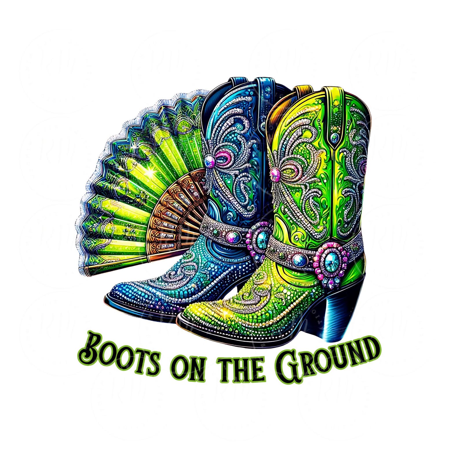 Cowgirl Boots & Clack Fan PNG: Western Graphic Art (digital Download - Etsy