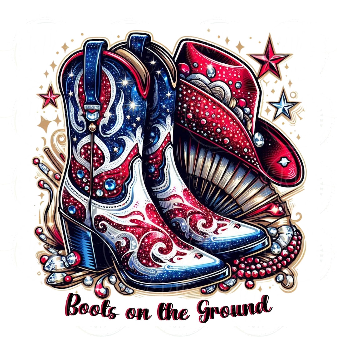 Boots on the Ground PNG, Rhinestone Cowgirl Boots, Hat& Fan Graphic ...