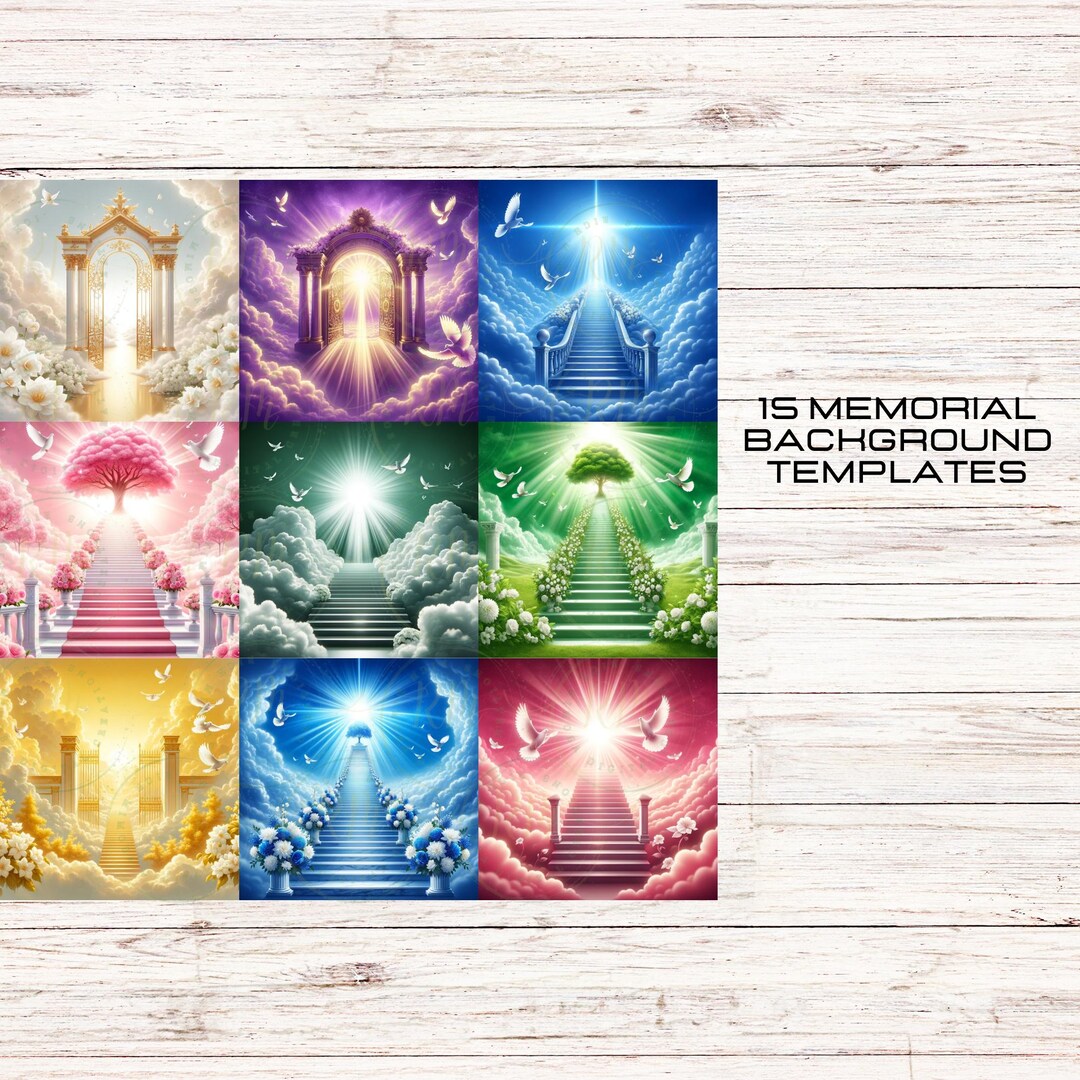 Memorial Background Templates: Funeral Program Designs (canva Digital ...