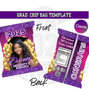 2026 Graduation Chip Bag Template: Purple & Pink Party Favor (digital ...