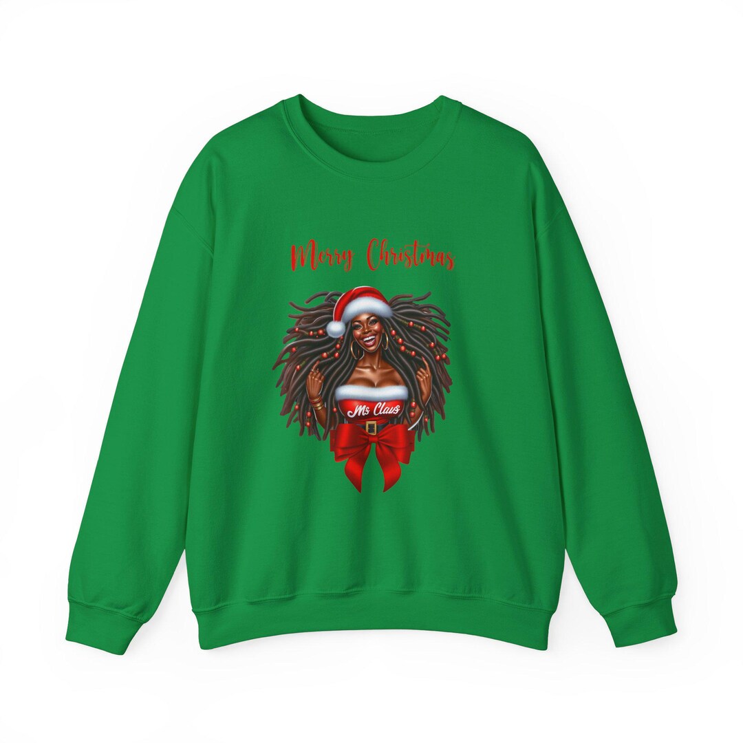 Black Santa Dreads Crewneck Sweatshirt, Unisex Christmas Jumper - Etsy