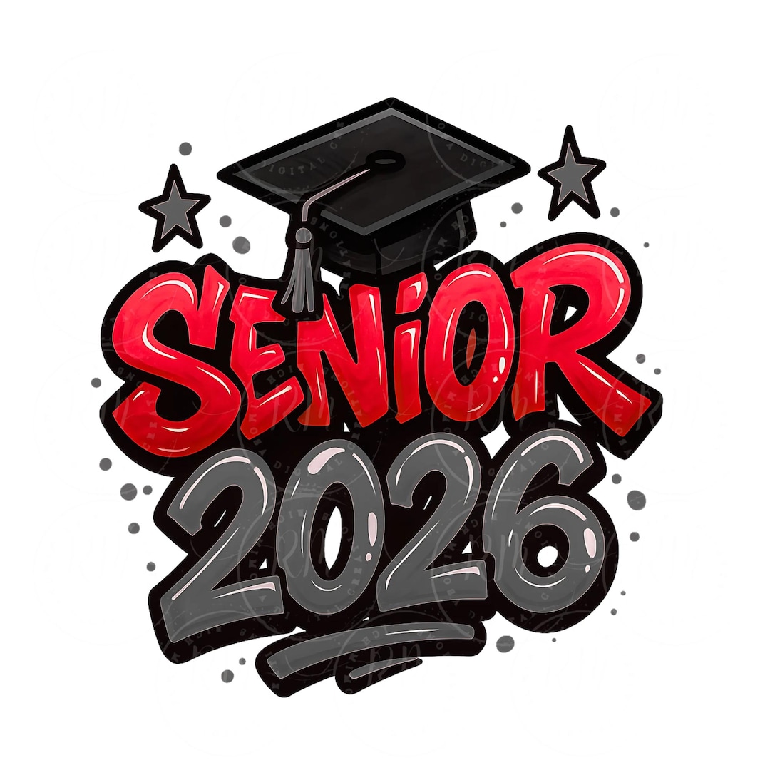 2026 Grad Clipart - Red & Gray Graphics for Grad Gifts, Senior 2026 ...