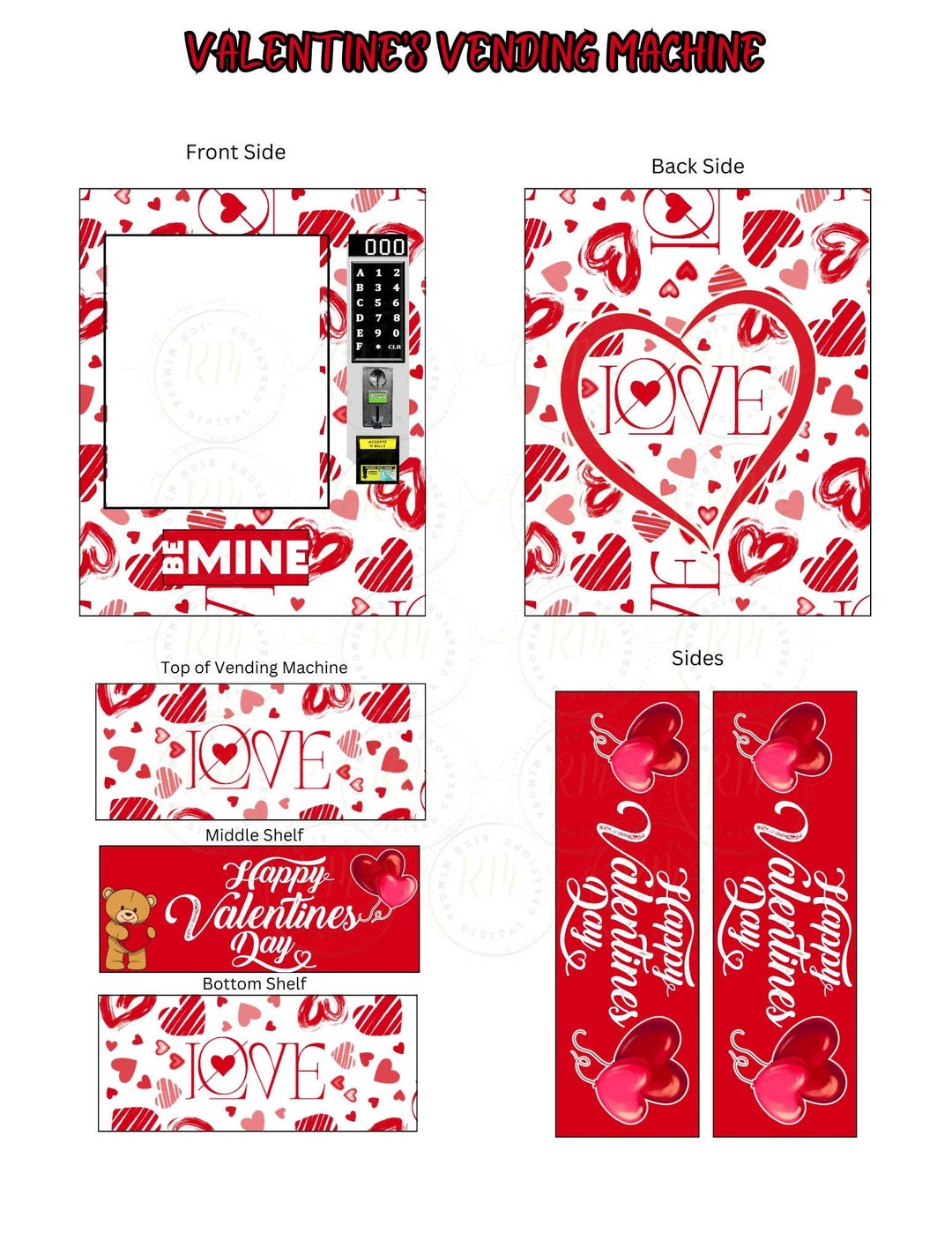 Valentine's Day Vending Machine Template, Editable Valentine's Day Vending Machine, Valentine's ...