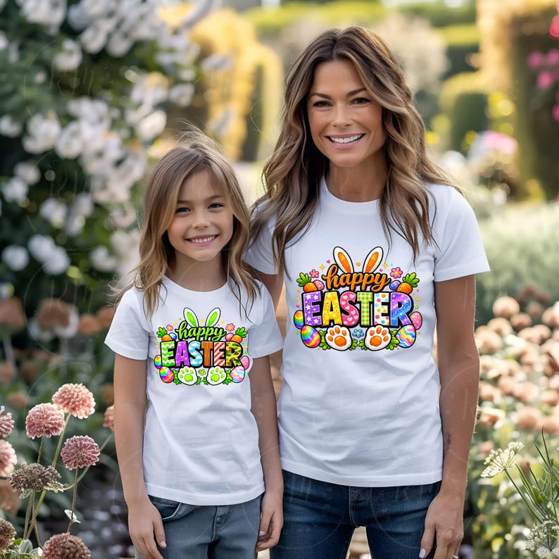 Happy Easter Bunny Clipart, Bright Spring Graphic PNG (digital Download ...