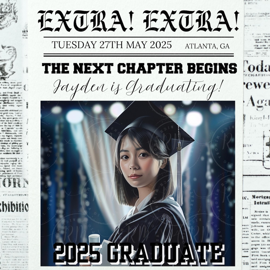 2025 Grad Newspaper Front Page Templates: DIY Graduation Keepsake ...