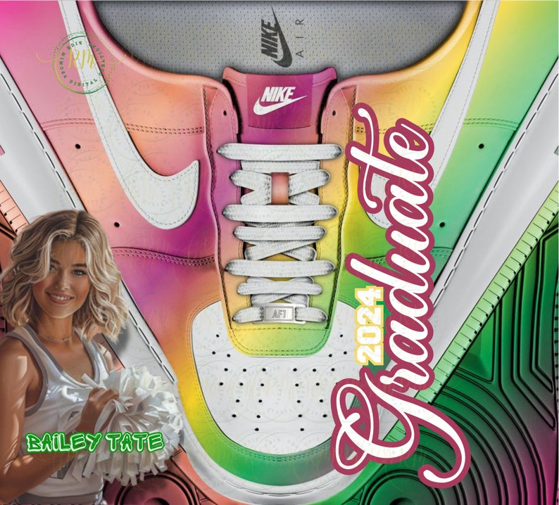 Multicolor Graduation Sneaker Tumbler Template, Rainbow Shoelace ...