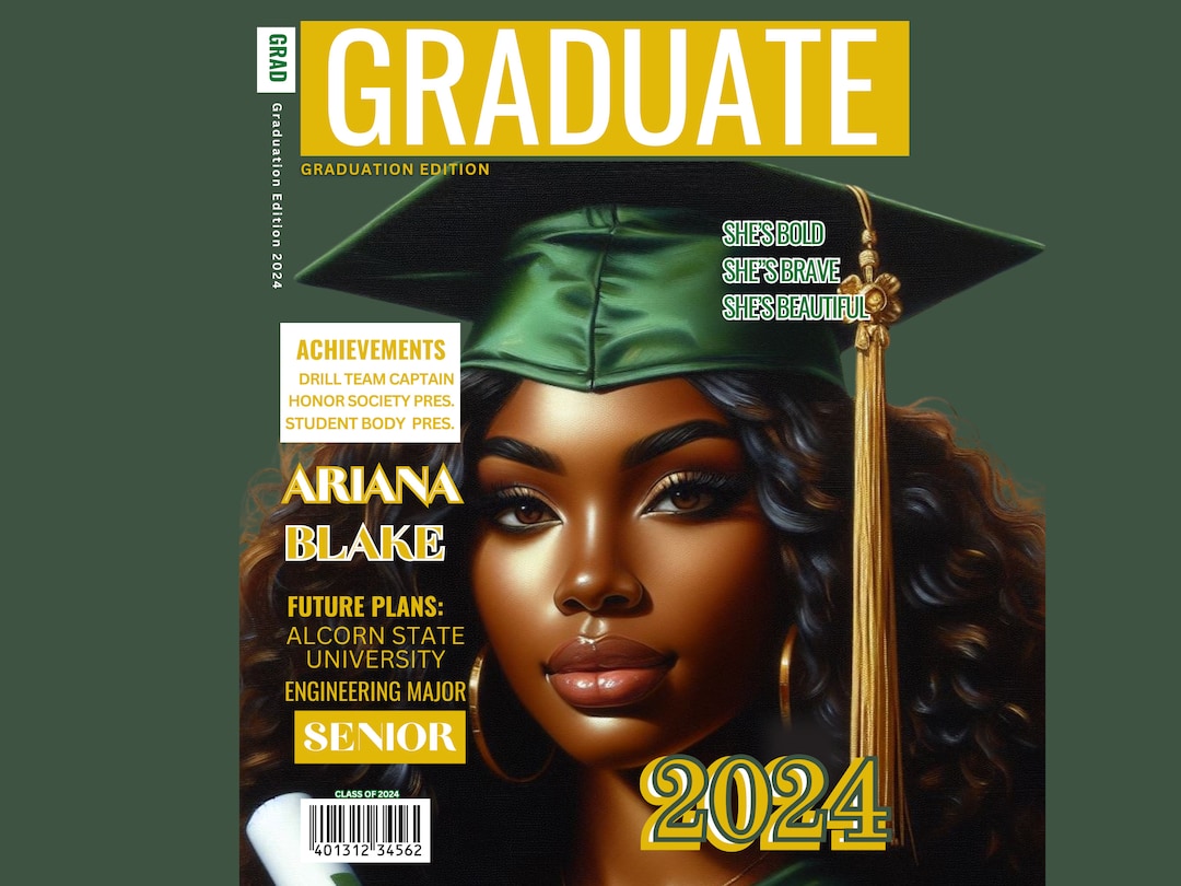 Editable Graduation Magazine Cover Template, Custom Magazine Cover ...