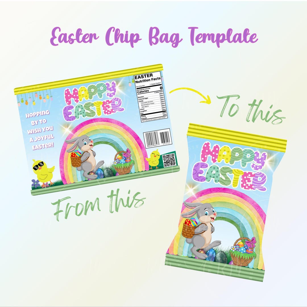 Editable Easter Chip Bag Template, Easter Bunny Party Favors (digital ...