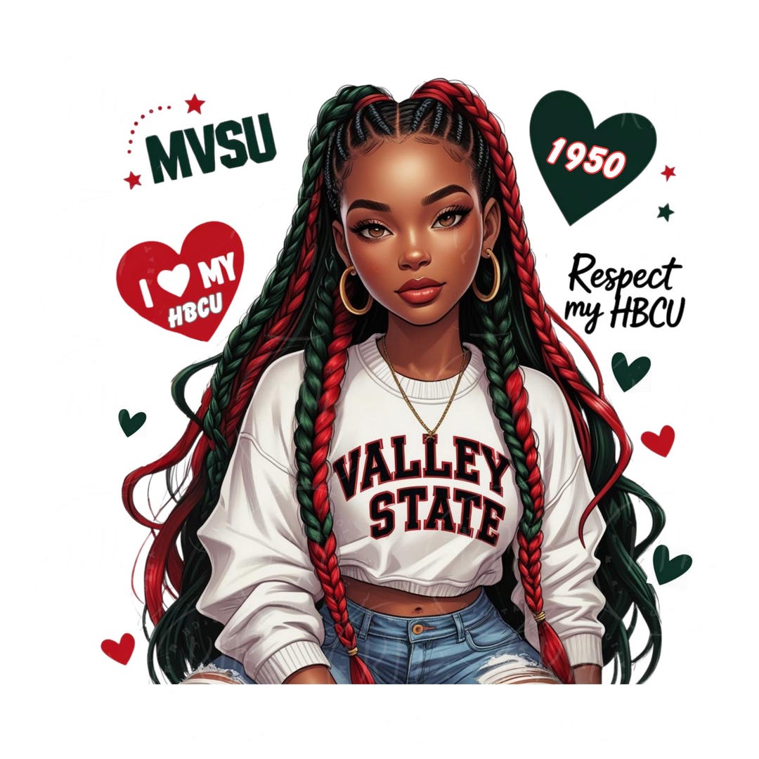 Valley State HBCU Girl Art: Melanin Beauty Digital Print (PNG Download ...
