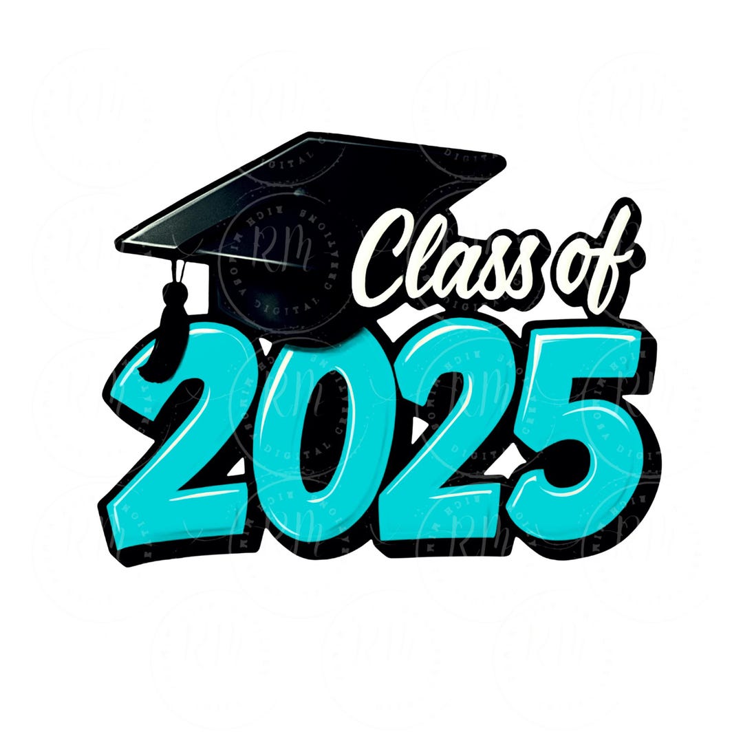 2025 Graduation Clipart: Teal, Black & White Graphic, Digital Download ...