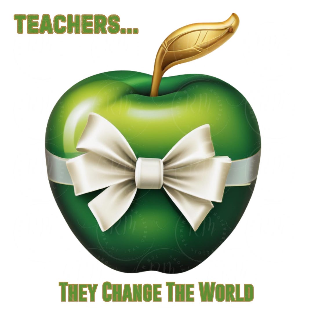 Teacher Appreciation Green Apple Clipart: Printable Gift (digital ...