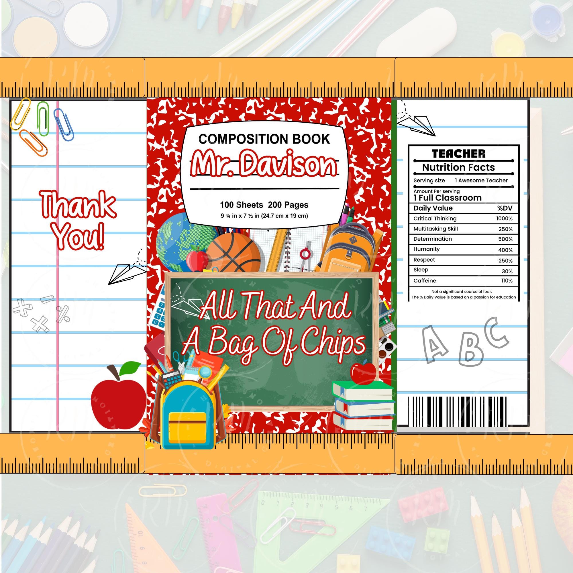 Editable Teacher Appreciation Chip Bag Template: Back to School Gift ...
