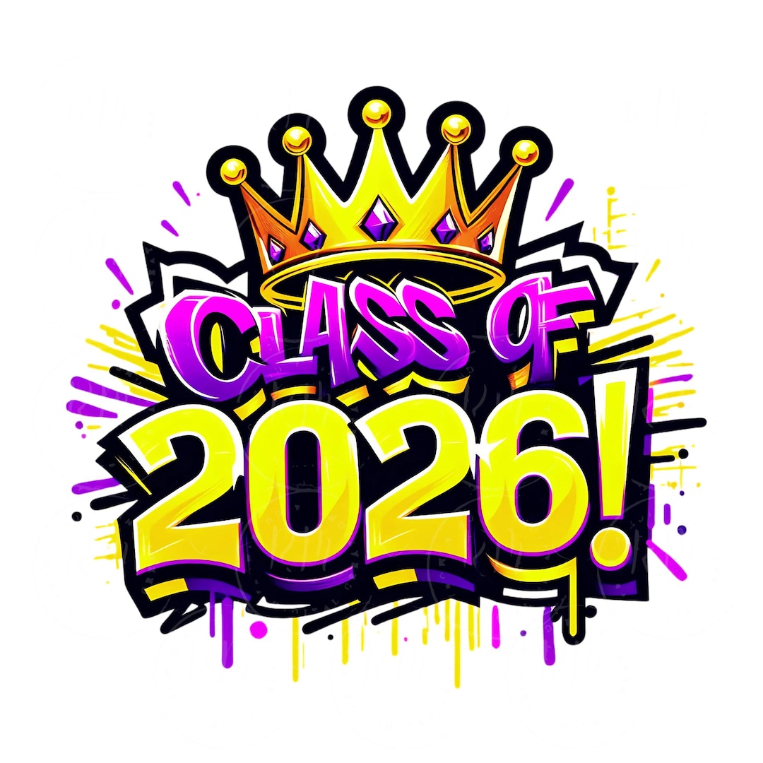 2026 Grad Clipart, Class of 2026, Purple and Yellow Graduation Graphics ...