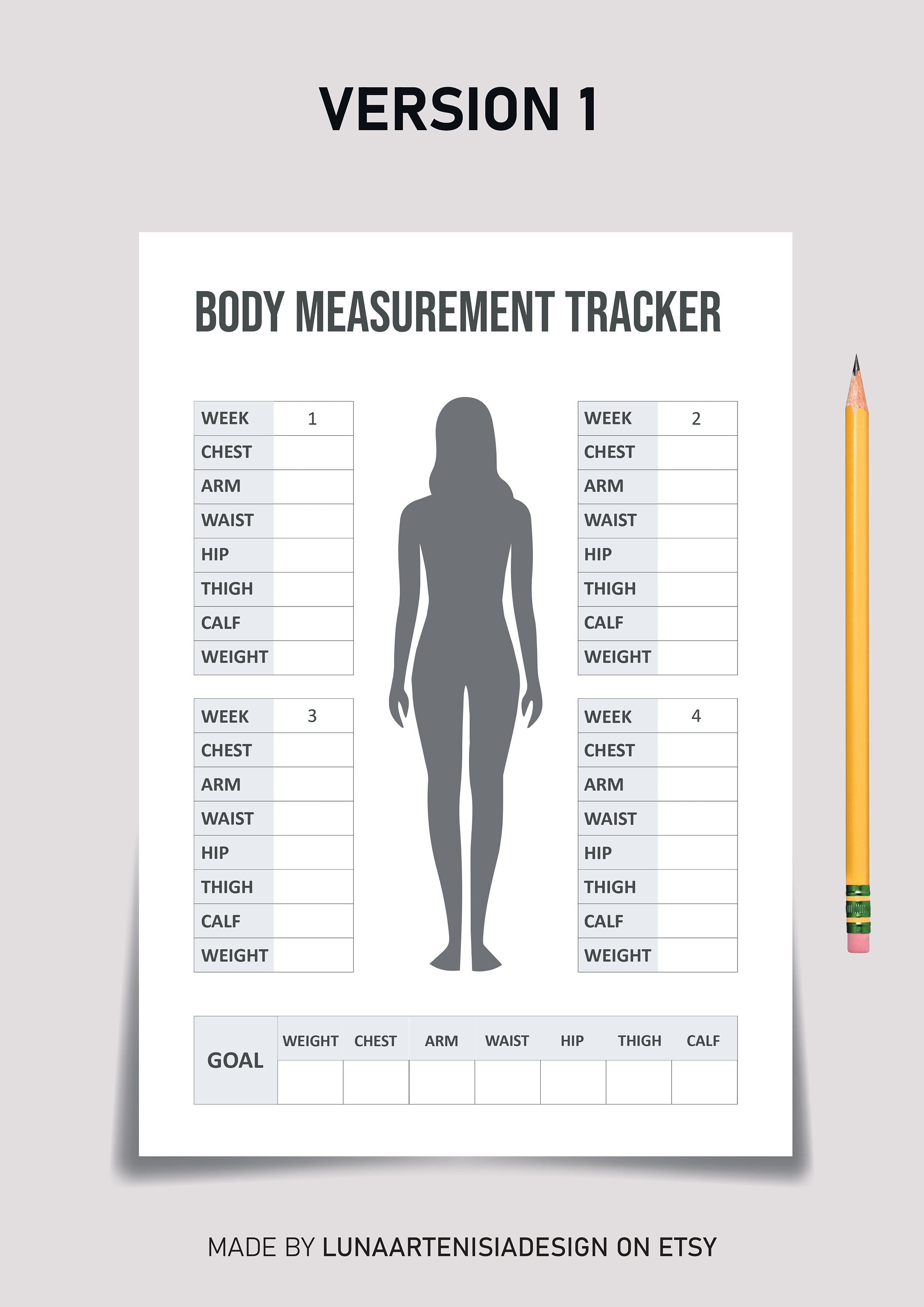 Body Measurement Tracker, Weight Loss Tracker, Printable Body ...